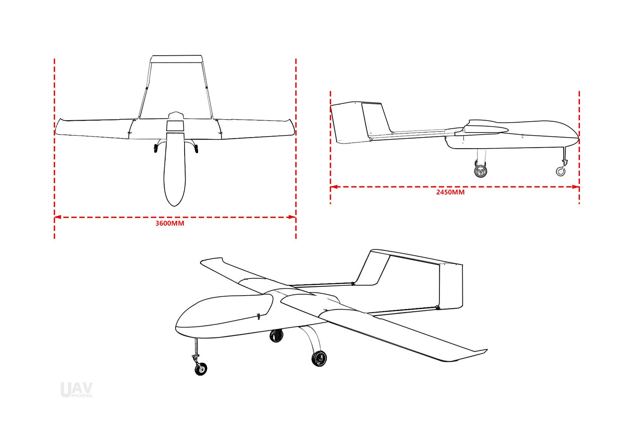 Skyeye UAV SKY36 Fixed Wing Drone Motor V-Tail - High Performance UAV ...